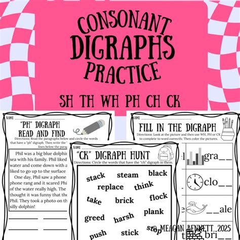 2nd Grade Consonant Digraph Practice Worksheets By Second Grade Central