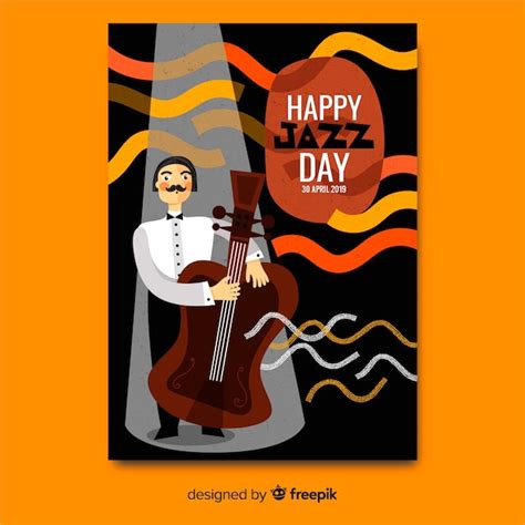 Free Vector Vintage International Jazz Day Poster Template