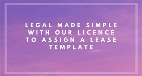 Licence To Assign A Lease Template Legalo Uk