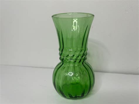 Vintage Green Glass Swirl Vase Vtg Glass Elegant Home Decor All