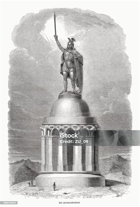 헤르만 기념비 투토부르크 숲 독일 나무 조각 1870 년에 출판 0명에 대한 스톡 벡터 아트 및 기타 이미지 0명 19세기