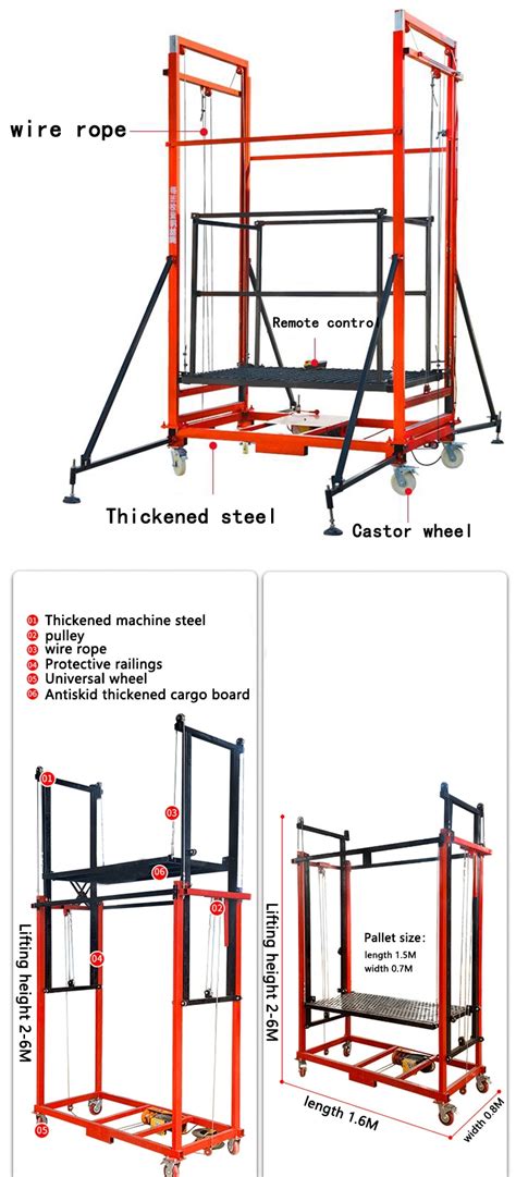 Electric Scaffolding 6m Mobile Electric Scaffold Platform Lifting