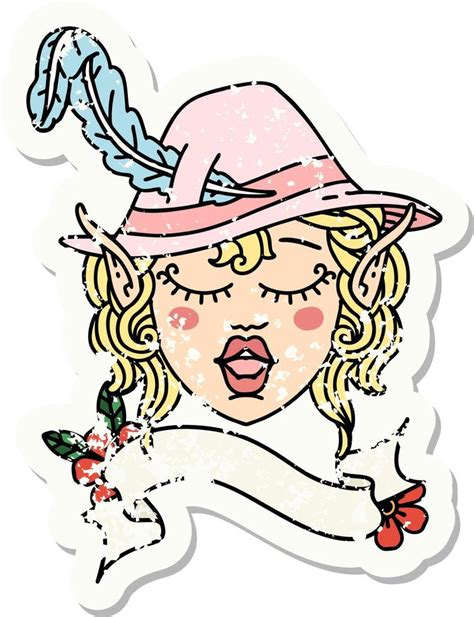 Elf Bard Character Face Grunge Sticker 12119522 Vector Art At Vecteezy