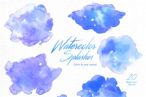 Blue Watercolor Splashes Clipart By Everysunsun TheHungryJPEG