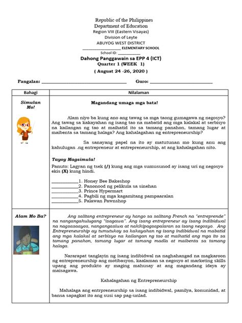 Week 1 Epp 4 Ict Activity Sheet Pdf