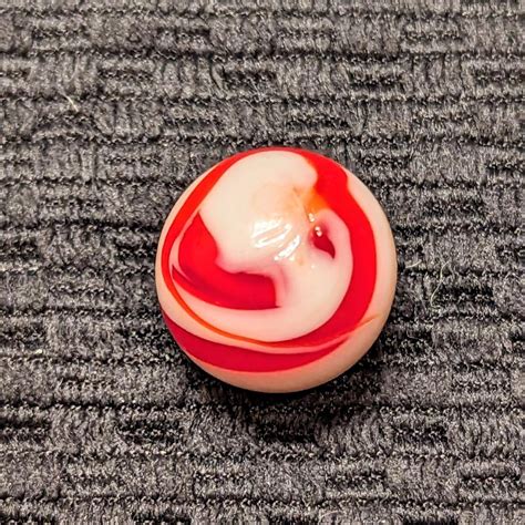 Hand Gathered Red On White Pinch Pontil Transitional Swirl Old Rare