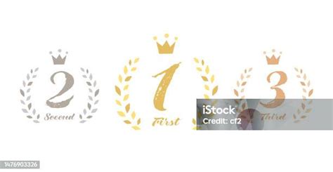 순위 1위 2위 3위 골드 실버 구리 아이콘 화환 크라운 벡터 일러스트 레이 션 등급매기기에 대한 스톡 벡터 아트 및 기타