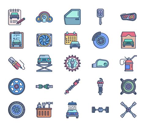 Premium Vector Car Parts And Service Icon Set