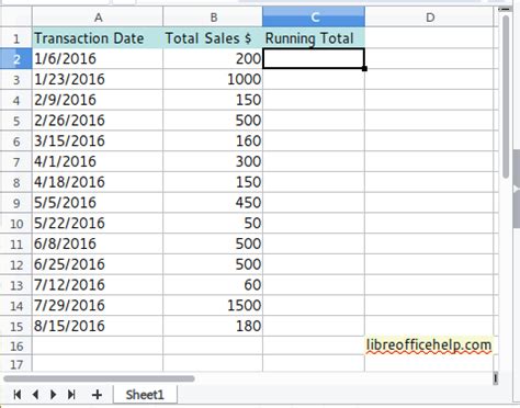 Create Running Total Column In Libreoffice Calc Libreofficehelp