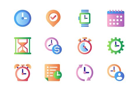 Premium Vector Time Management Icons Set In Color Flat Design Pack Of Clock Watch Calendar