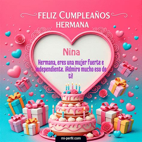 🎂 Feliz Cumpleaños Hermana Nina Tarjetas  Online