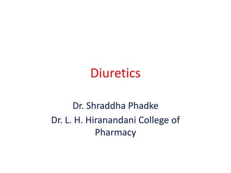 Structure Activity Relationship Of Diuretics Pptx