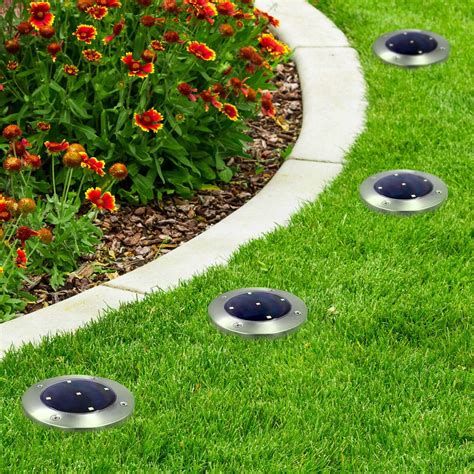 Mainstays 12 Lumens Solar Powered Stainless Steel LED Landscape Disc