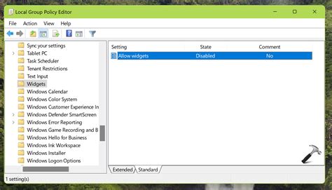 enable or disable widgets in windows 11