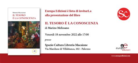 Palermo Marino Melissano presenta il saggio Il tesoro è la conoscenza