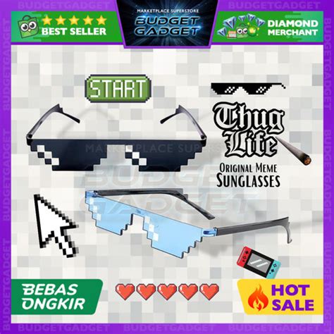 Jual Kacamata Thug Life Model Pixel Minecraft Mosaics Kuning Jakarta Barat BudgetGadget