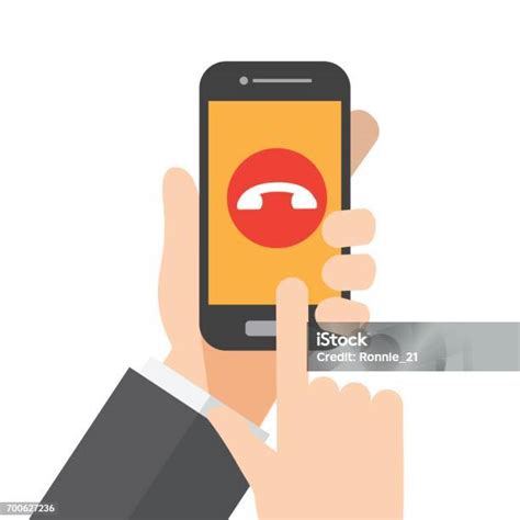 스마트폰 전화 거부 울리는 전화를 무시 한편 스마트폰 보유 하고있다 벡터 일러스트 레이 션 개념과 주제에 대한 스톡 벡터 아트