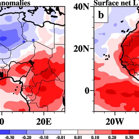 Composites Of Normalized Anomalies Of A Surface Net Shortwave Radiation