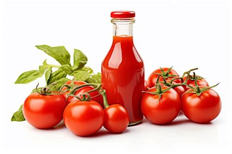 Premium Ai Image One Glass Bottle Of Ketchup Sauce And Fresh Red