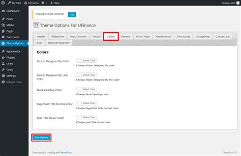 Theme Options Templatetoaster Web Design Software