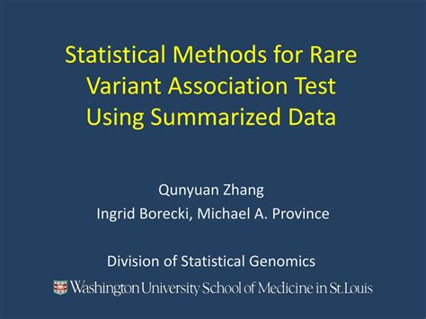 Ppt Statistical Methods For Rare Variant Association Test Using