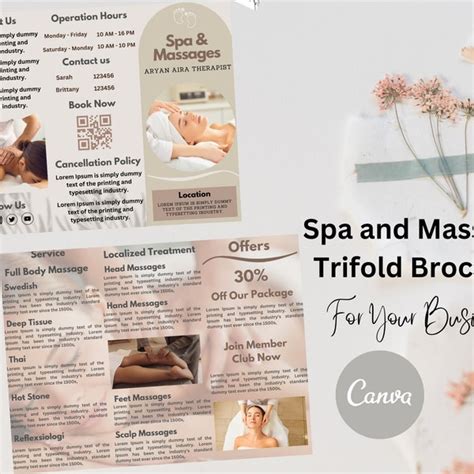 Massage Tri Fold Brochure Template Etsy Uk