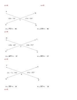 Vertical Angles Equations With Variables On Both Sides TPT Vertical Angles Equations With Variables On Both Sides TPT