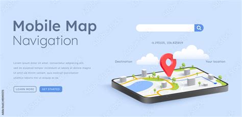 3d Smartphone Gps Map Navigation Illustration Stock Vector Adobe Stock