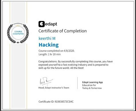keerthi madhavan on linkedin completed hacking certification course