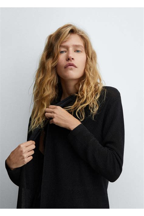 Mango Semi Transparant Vest Zwart Wehkamp