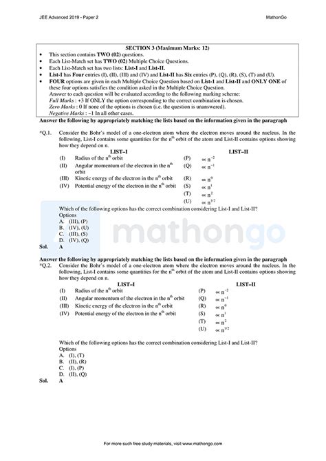 Jee Advanced 2019 Question Paper 2 Mathongo