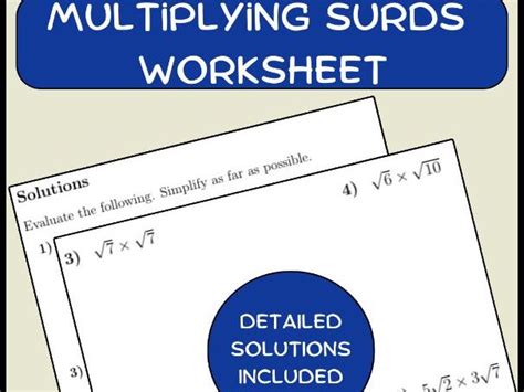 Multiplying Surds Worksheet With Answers Teaching Resources