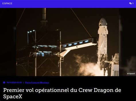 Premier Vol Opérationnel Du Crew Dragon De Spacex Nae
