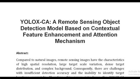 Yolox Ca A Remote Sensing Object Detection Model Based On Contextual Feature Enhancement And