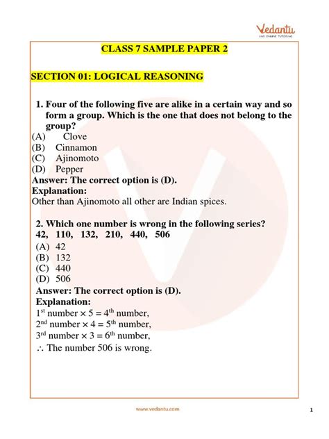 Nso Sample Question Paper For Class 7 Download Free Pdf With Solutions Pdf Heat Transfer