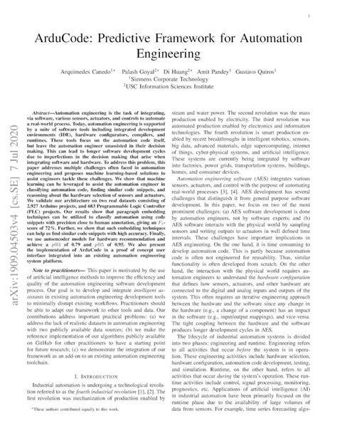 pdf arducode predictive framework for automation …machine learning