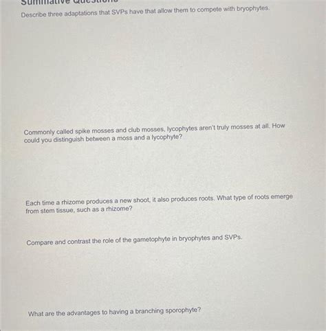 Solved Describe Three Adaptations That Bryophytes Have