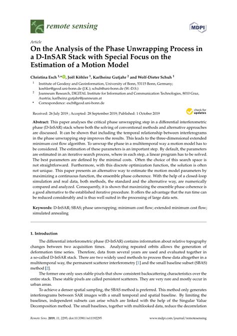 Pdf On The Analysis Of The Phase Unwrapping Process In A D Insar