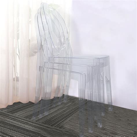 4 Pack Stackable Clear Acrylic Ghost Banquet Chairs With Oval Back