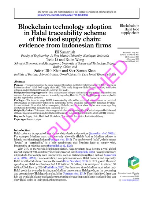 Pdf Blockchain Technology Adoption In Halal Traceability Scheme Of