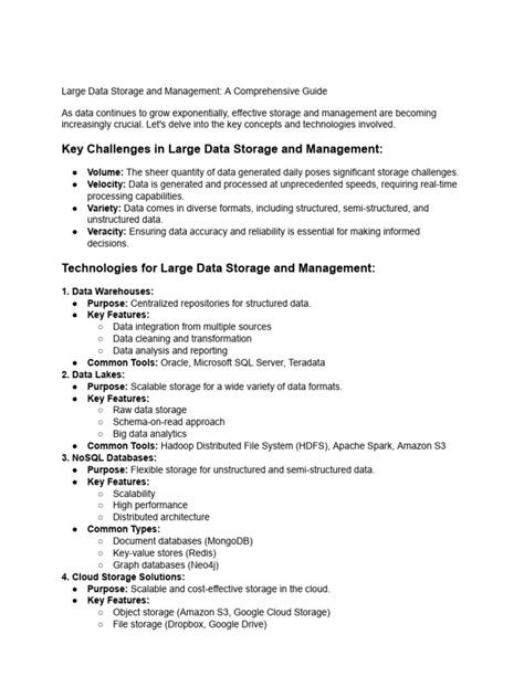 large data storage and management pdf data databases
