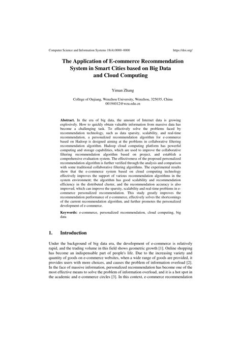 Pdf The Application Of E Commerce Recommendation System In Smart