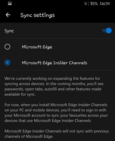 Chromium Microsoft Edge To Get Android Sync Features