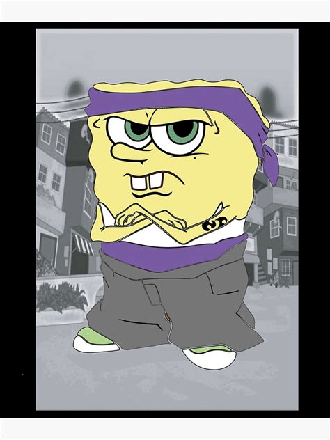 Spongebob Gangster Bandana Meme Funny Cartoon Photographic Print By