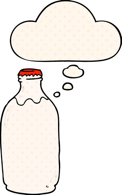 Cartoon Milk Bottle With Thought Bubble In Comic Book Style 45101671 Png