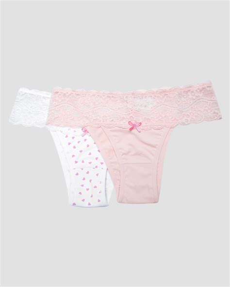 Riachuelo Kit calcinha tanga 2 peças renda rosa Riachuelo
