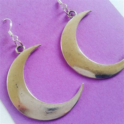 Silver Crescent Moon Earrings Large Crescent Moon Earrings Etsy