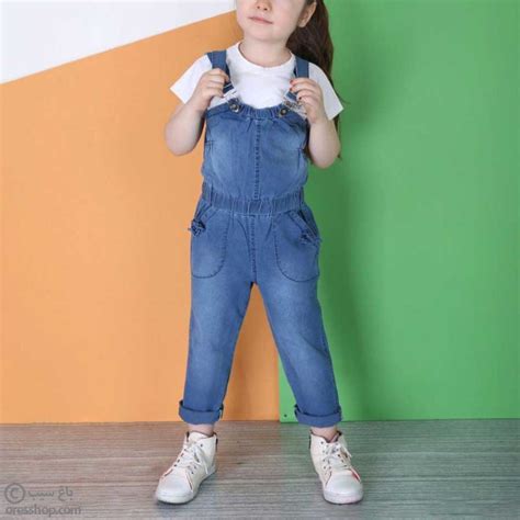 شلوار پیشبندی دخترانه جین کاغذی برند باغ سیب فروشگاه کودک اُرِس