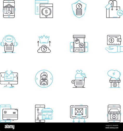 trading platform linear icons set interface functionality user