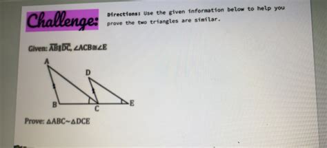 solved directions use the given information below to help you